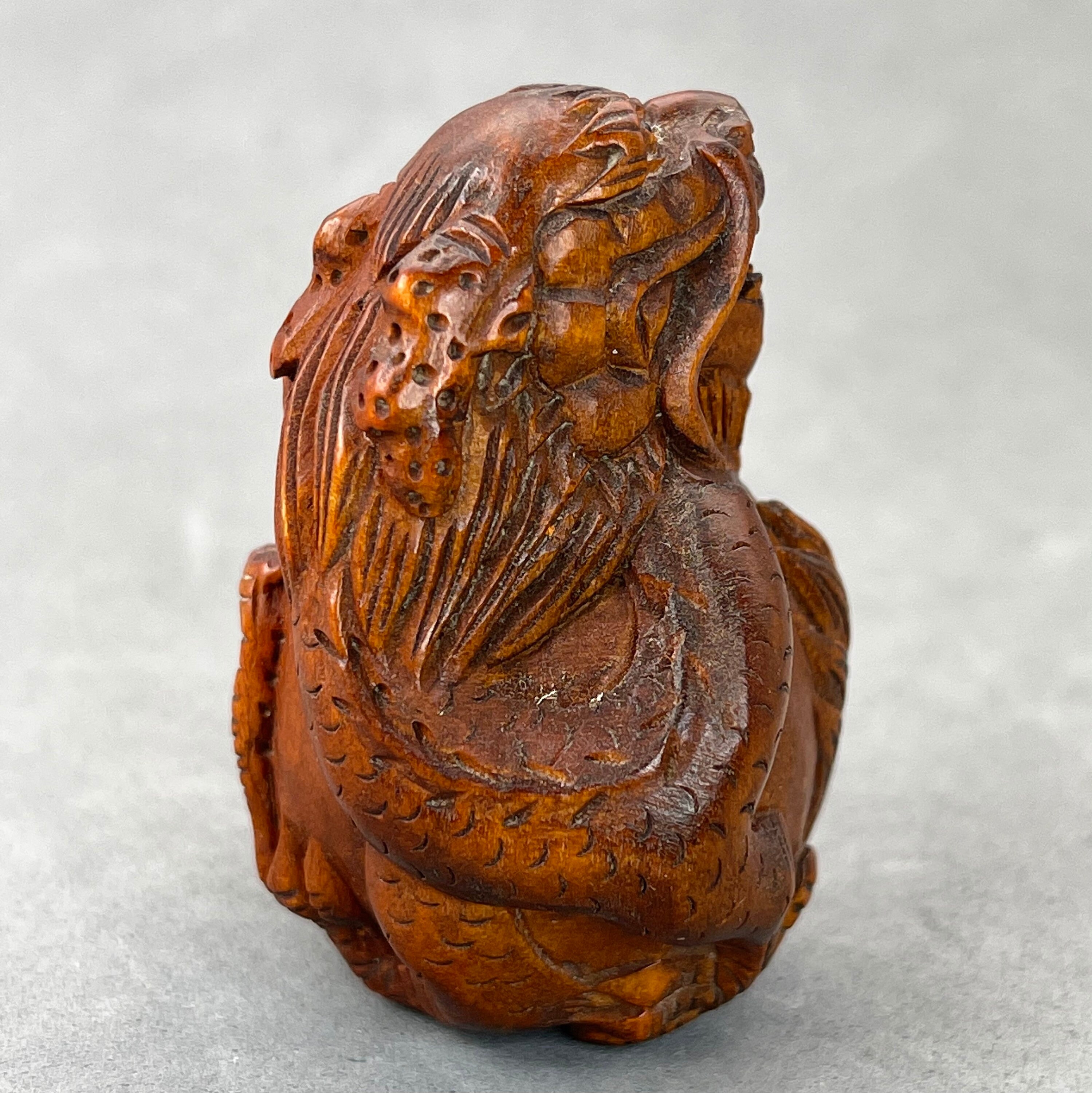 Hand Carved Boxwood Dragon Netsuke Wood Dragon Netsuke | Etsy