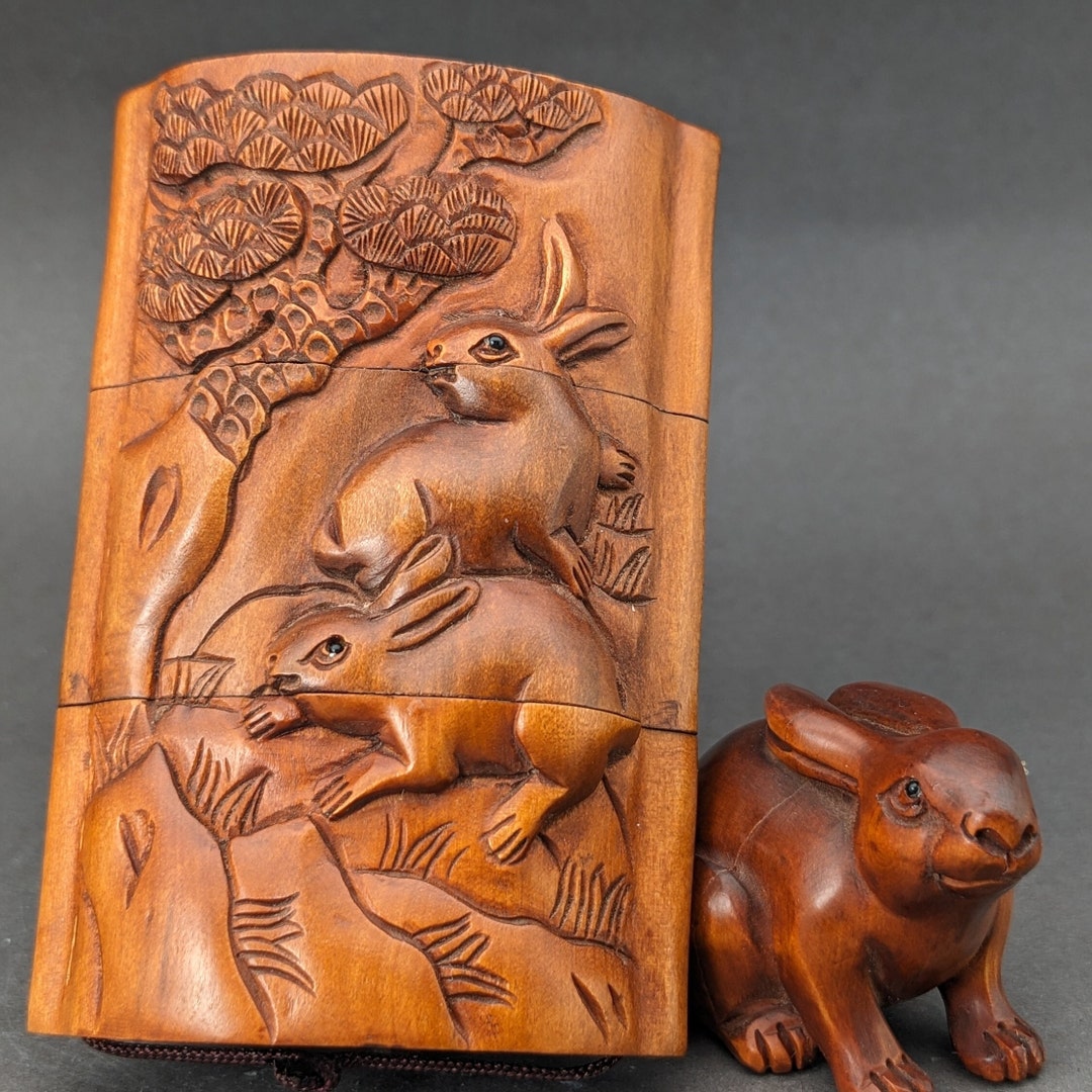 Hand Carved Boxwood Inro, Japanese Box Wears With Kimono, for Stamp ...
