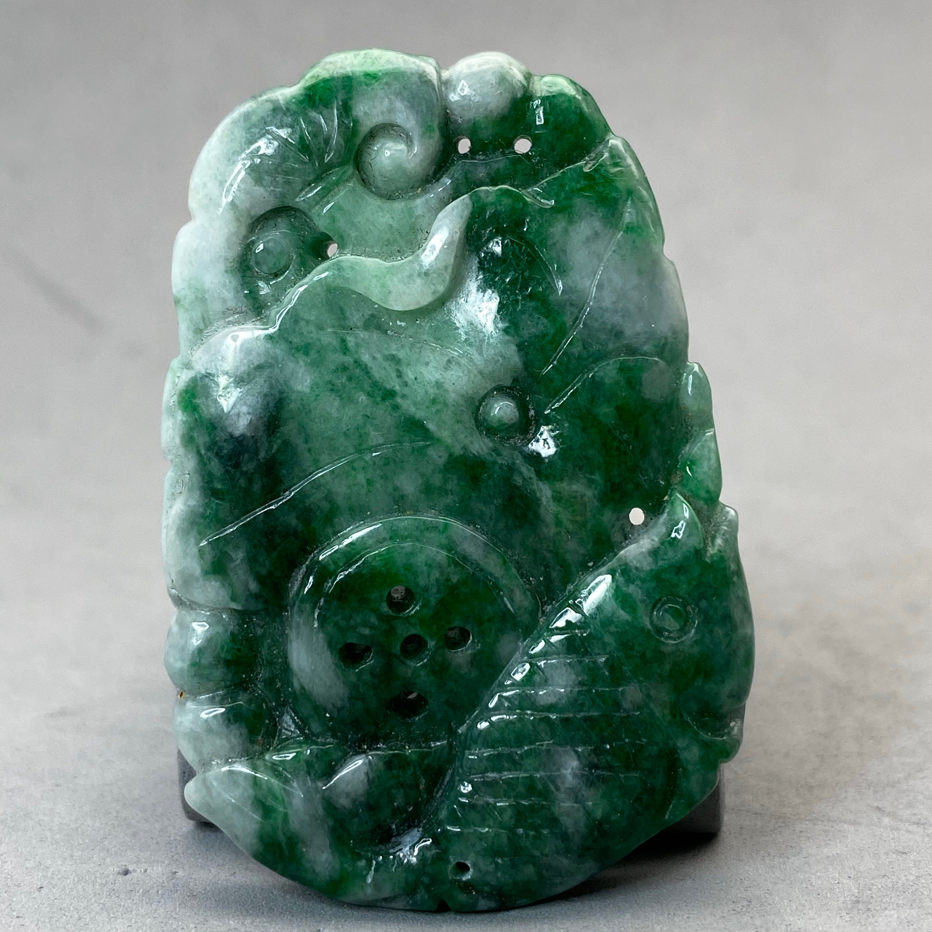 Estate Sale: Vintage Hand carved Jadeite pendant of Carps | Etsy