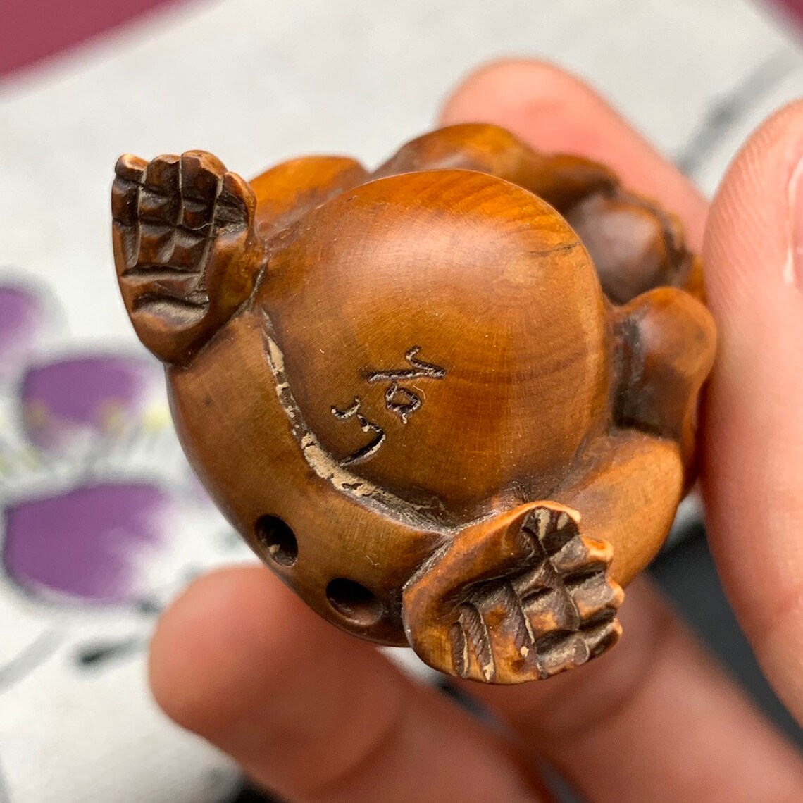 Hand Carved Boxwood Monkey Netsuke Speak No Evil Boxwood - Etsy