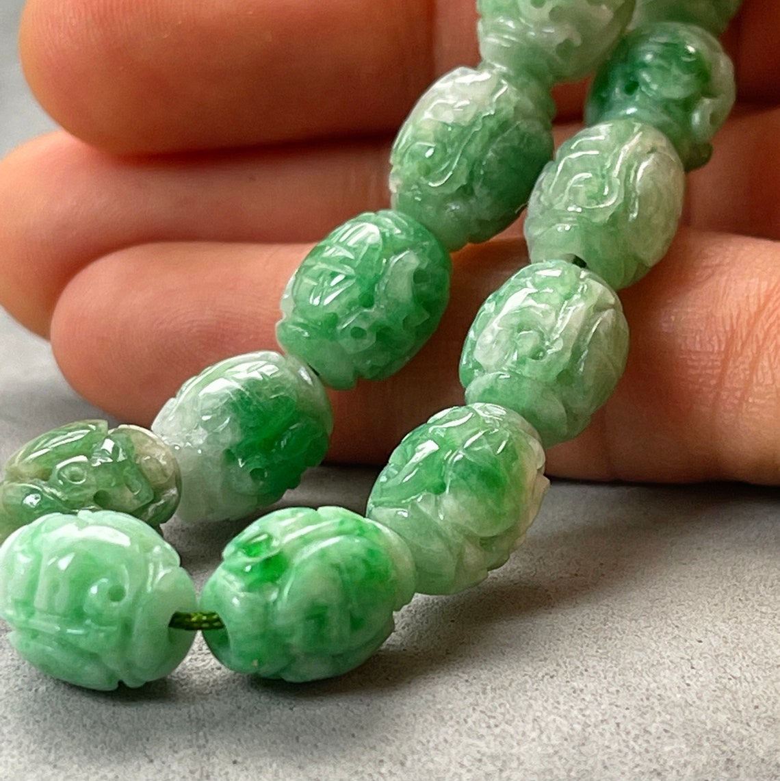 Jade Carving: 1 Oval Hand Carved Natural Color Jadeite Bead - Etsy