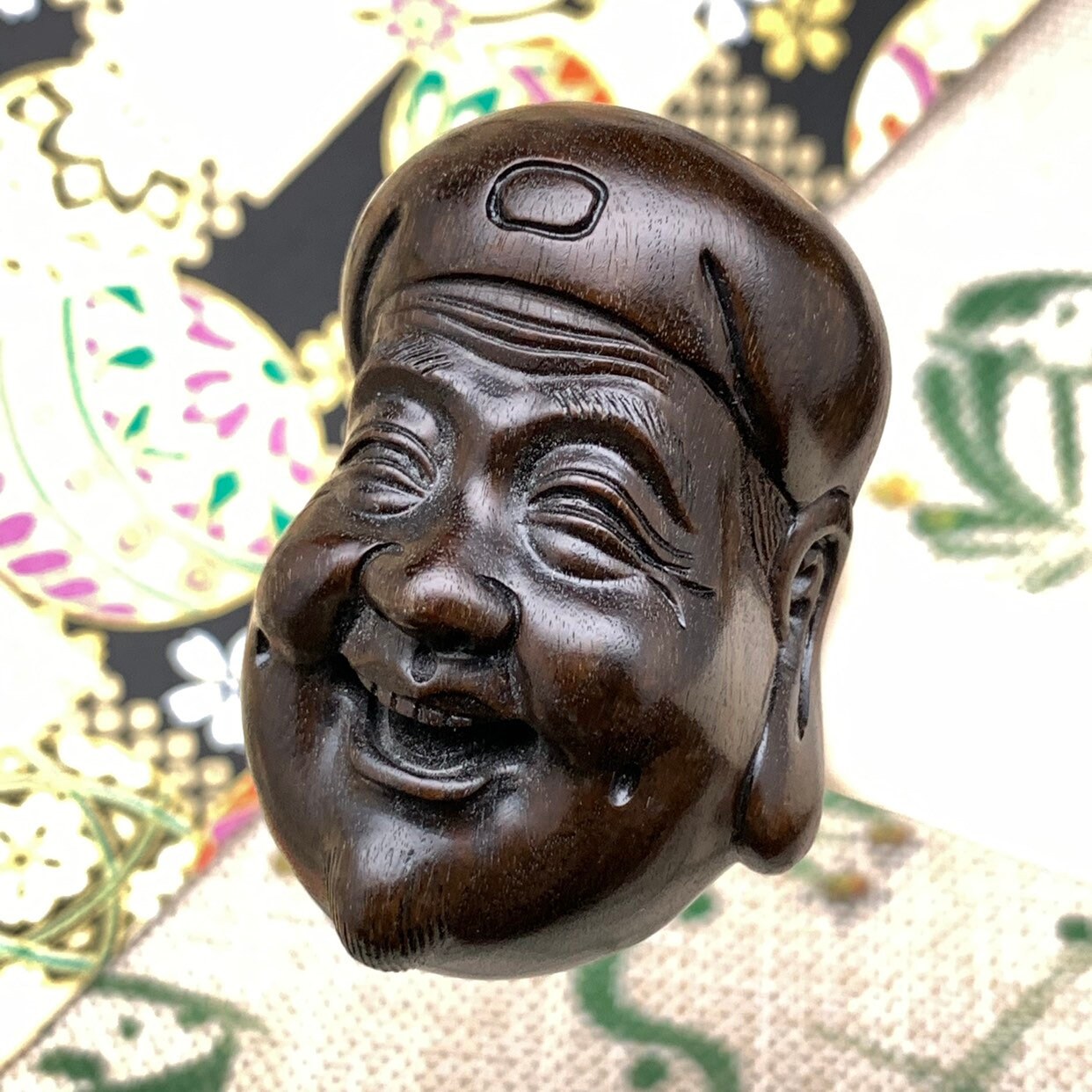 Hand Carved Teakwood Japanese Opera Mask, a Merchant, Represents ...