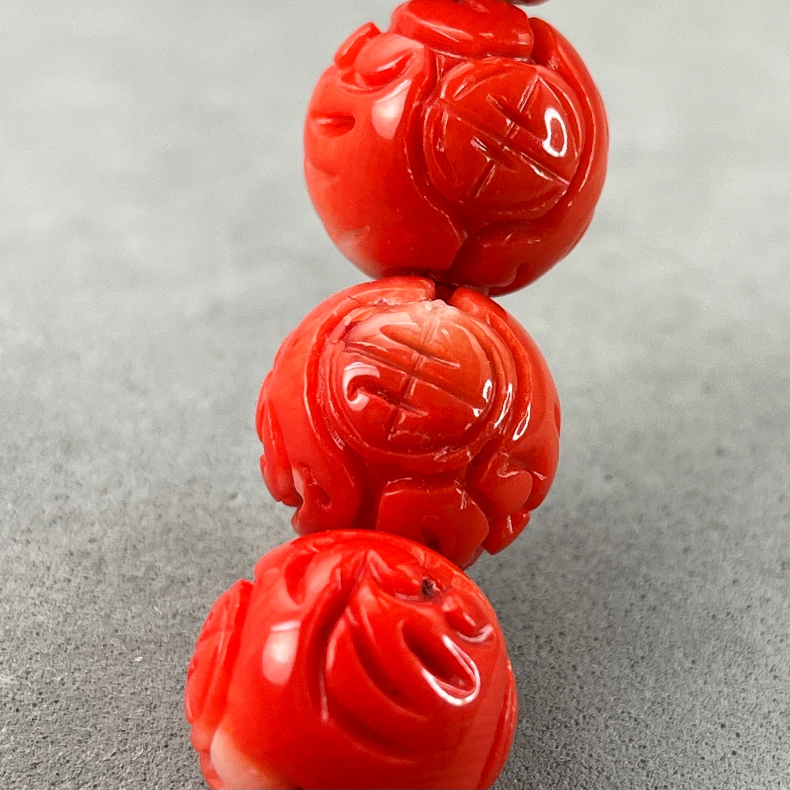 One Hand Carved Vintage Dyed Red Coral Bead Round Shape Coral - Etsy
