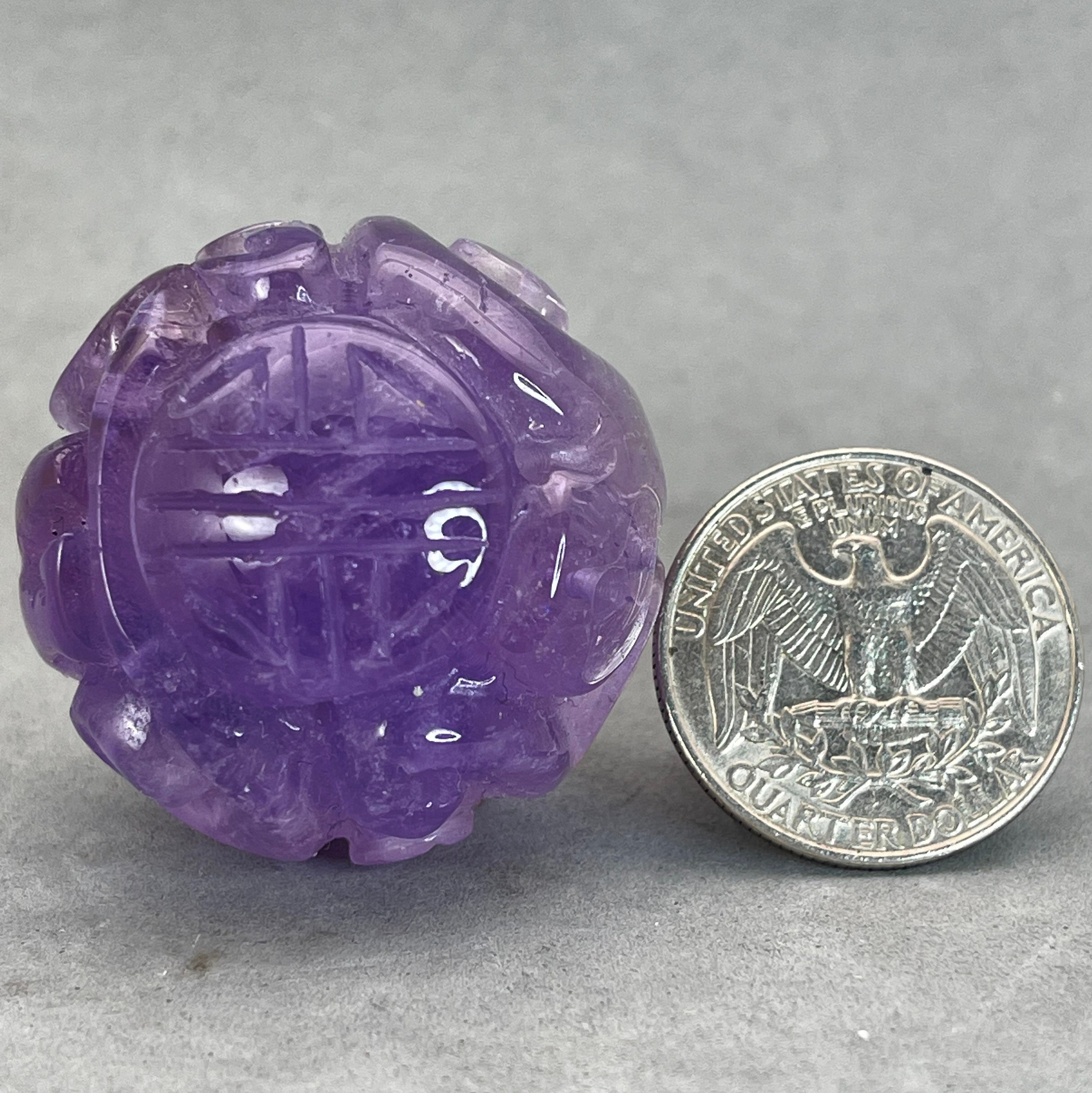 Amethyst Carving: Hand Carved Amethyst Bead With Dragon and - Etsy