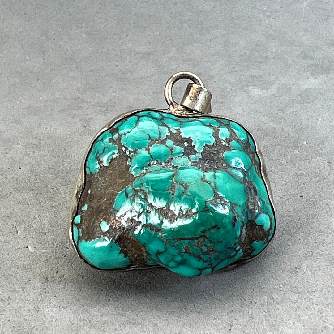 Estate Sales: Vintage Turquoise With Silver Wraps and Bail, Hand ...