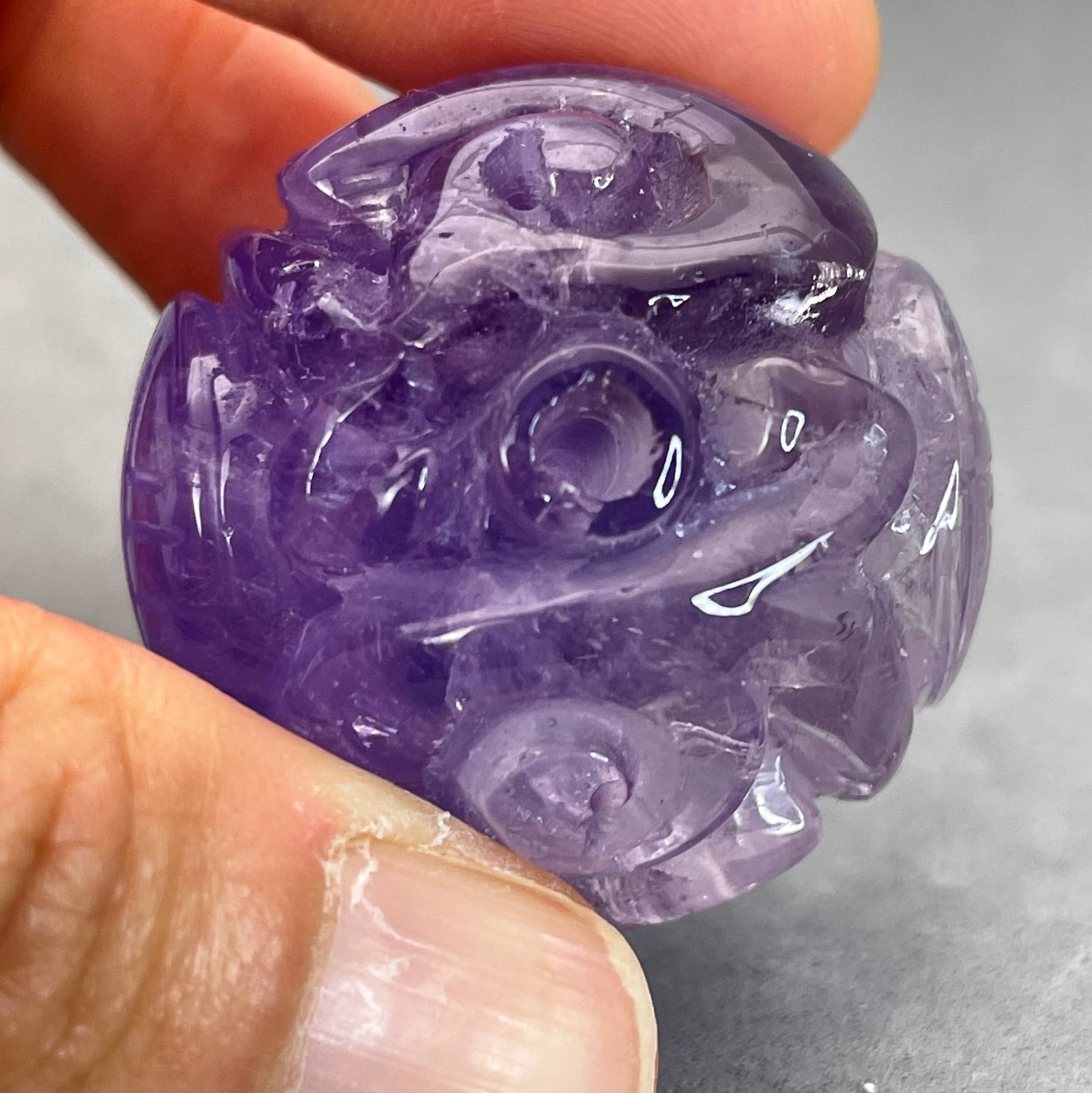 Amethyst Carving: Hand Carved Amethyst Bead With Dragon and - Etsy