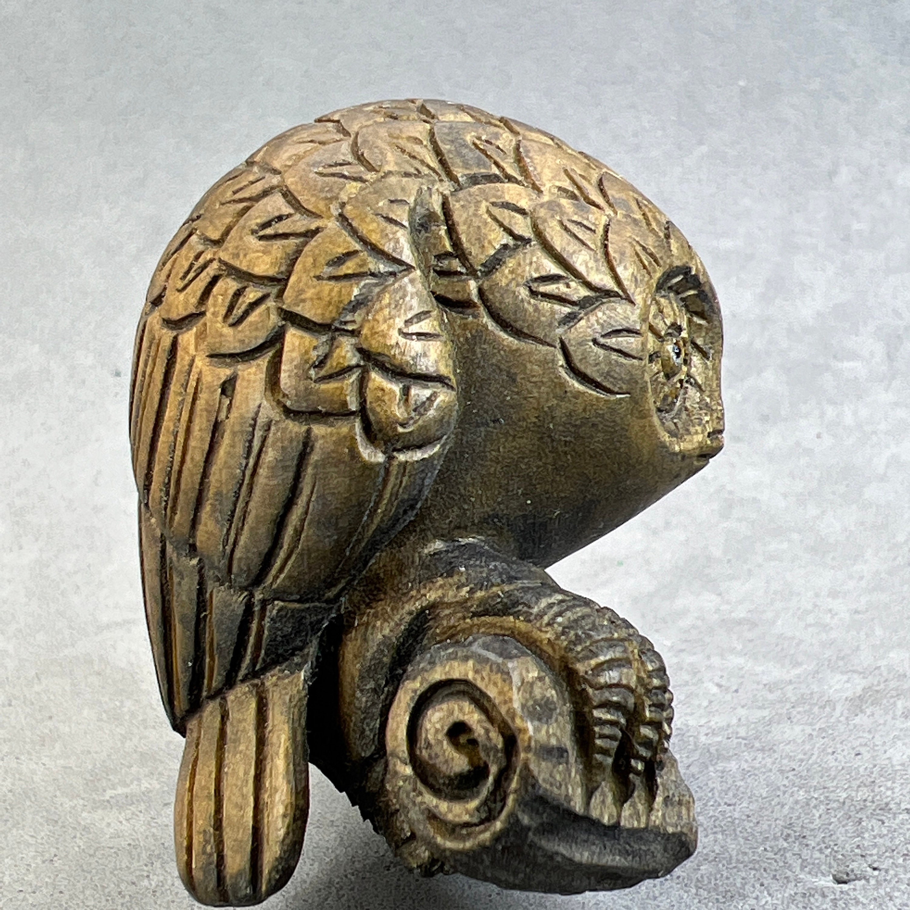 Hand Carved Boxwood Netsuke of an Owl Boxwood Owl Netsuke - Etsy