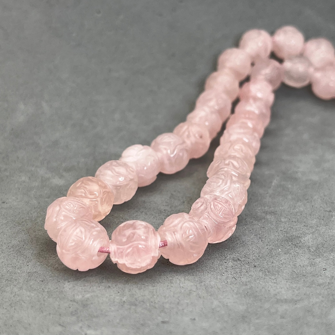 Rose Quartz Carving: One Hand Carved Rose Quartz Bead With Dragon and ...
