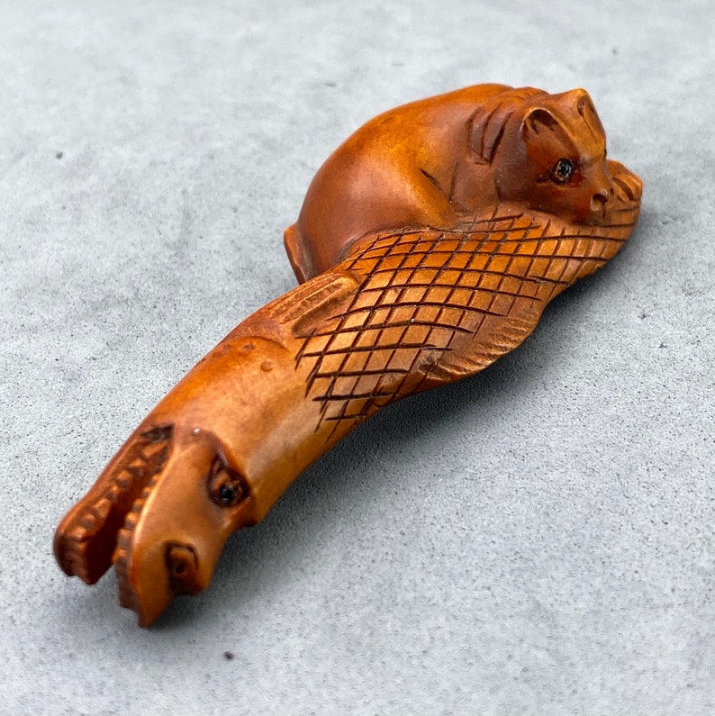 Hand Carved Boxwood Cat Netsuke Wood Cat Netsuke Wood Cat - Etsy