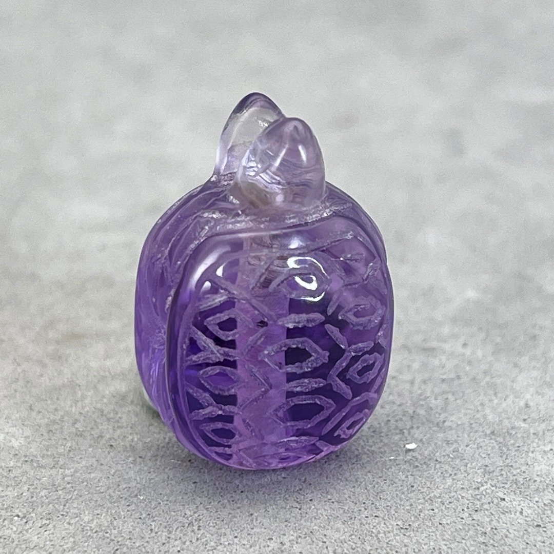 Amethyst Carving: Hand Carved Amethyst Turtle Charm, Natural Color ...