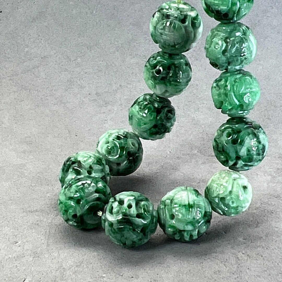 Jade Carving: One Hand Carved Natural Color Jadeite Bead, Carved With ...