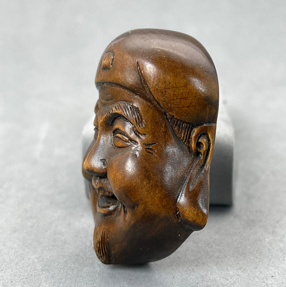 Hand Carved Boxwood Japanese Opera Mask a Merchant - Etsy