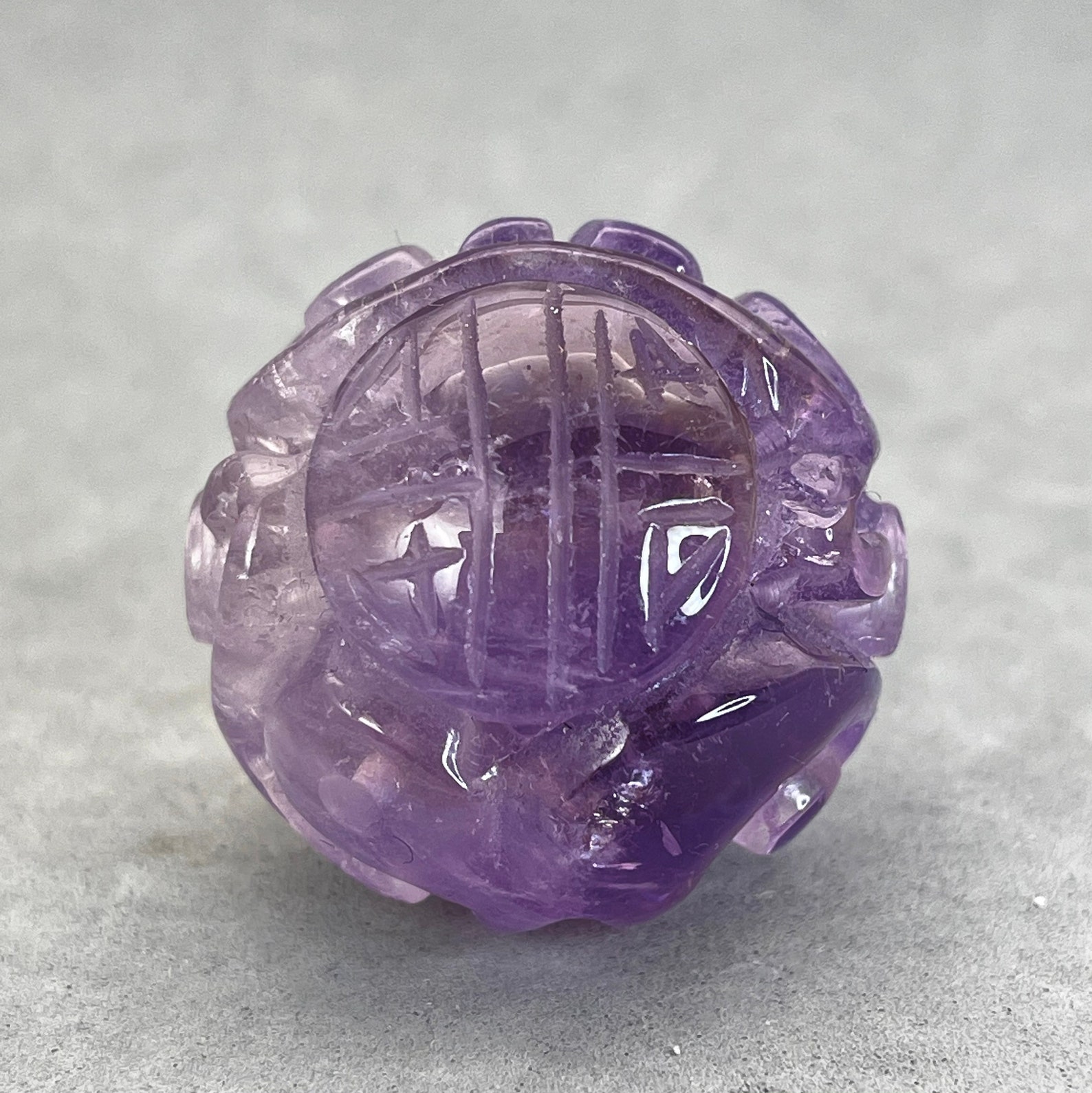 Amethyst carving: hand carved Amethyst bead with dragon and | Etsy