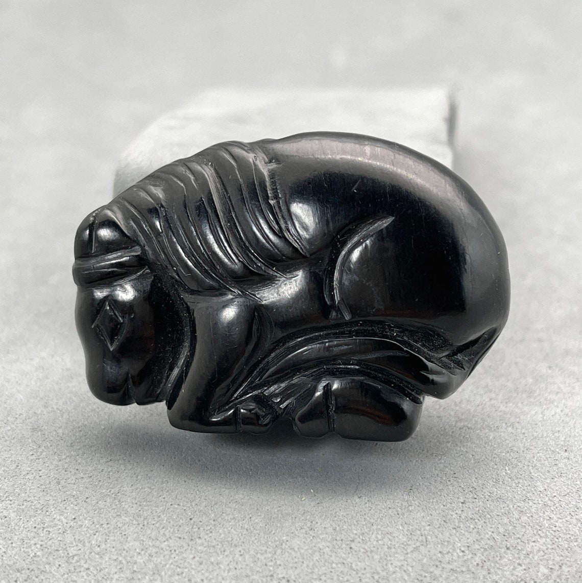 1 Hand Carved Jet Horse Bead, Hand Carved Jet Horse Bead, Vintage Jet ...