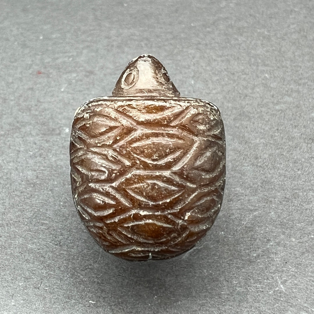 Jade Carving: One Hand Carved Burnt Jade Bead of a Turtle, Soft Jade ...