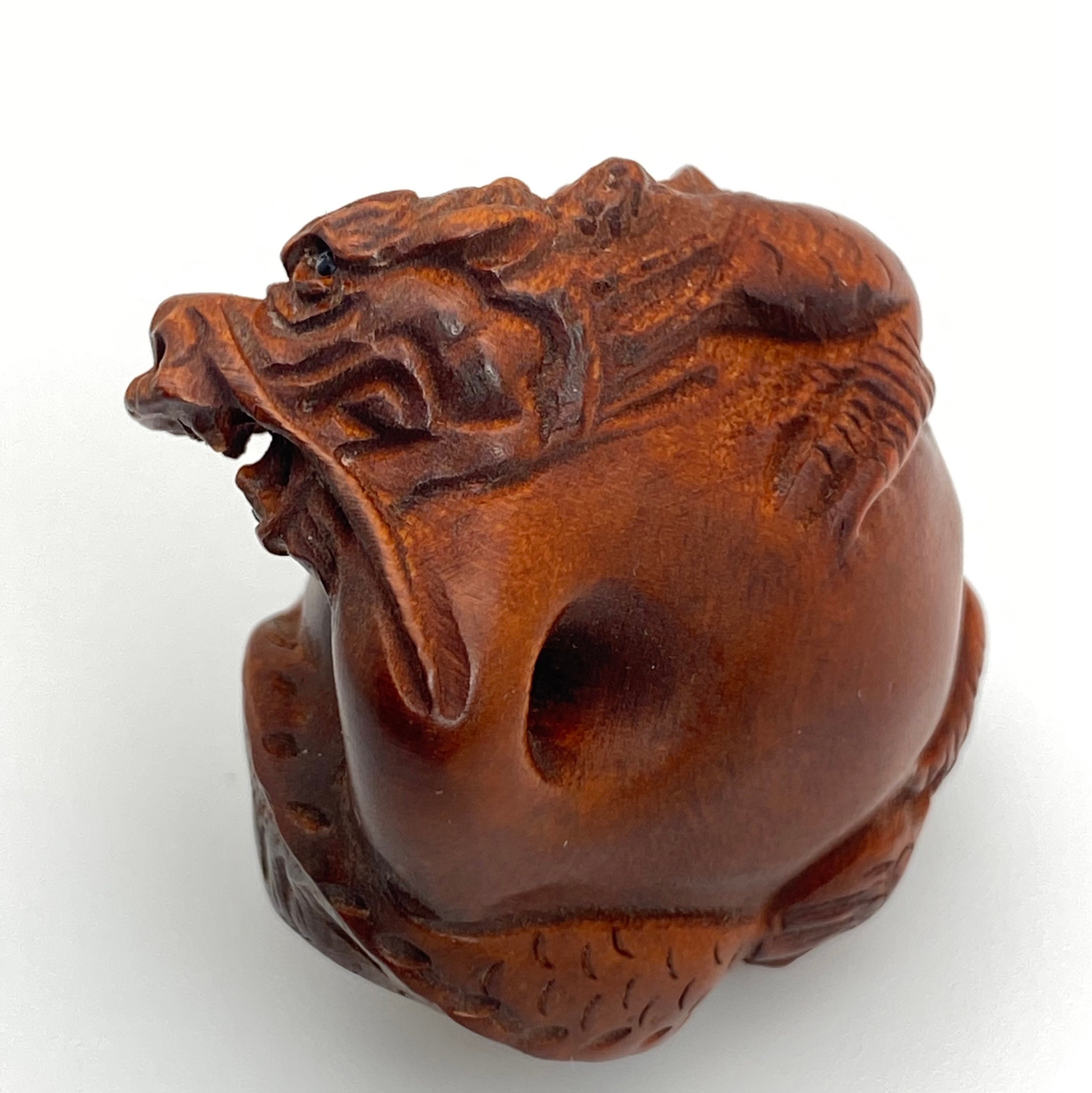 Hand Carved Boxwood Dragon Netsuke Wood Dragon Netsuke | Etsy