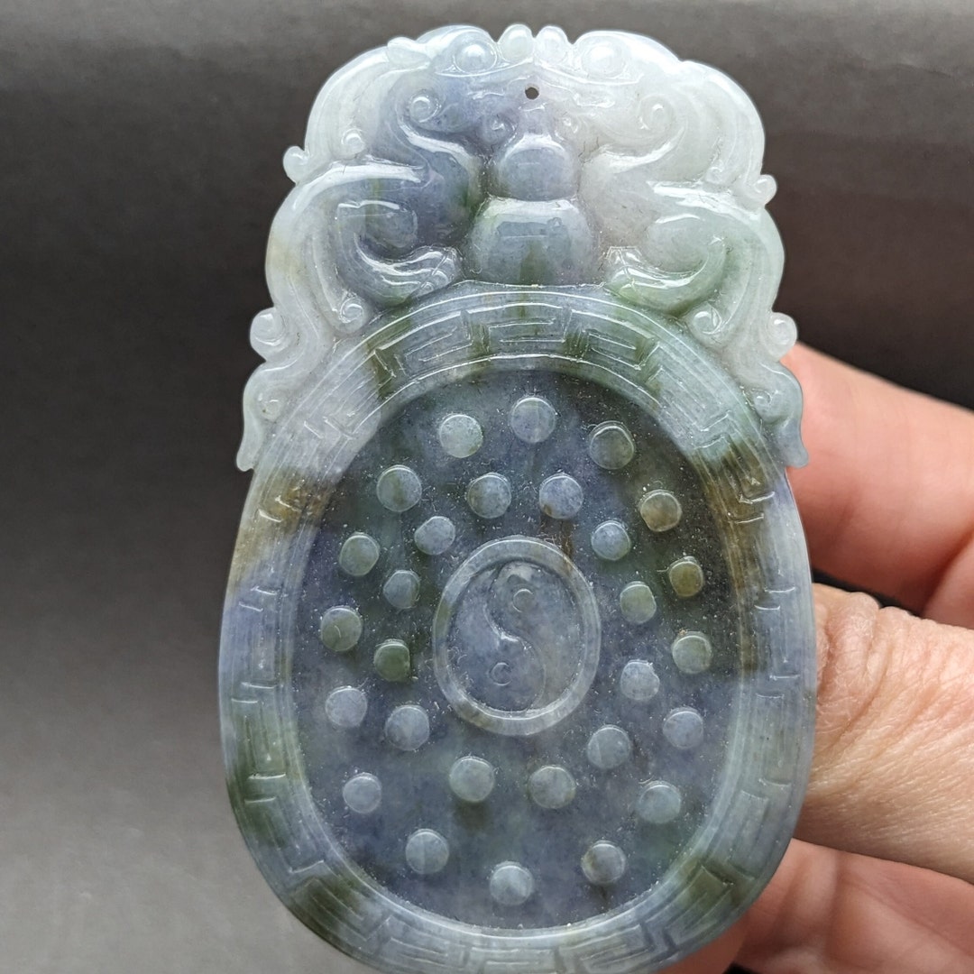 Hand Carved Jade Pendant: Dragon and Its Flaming Pearl, a Symbol of ...