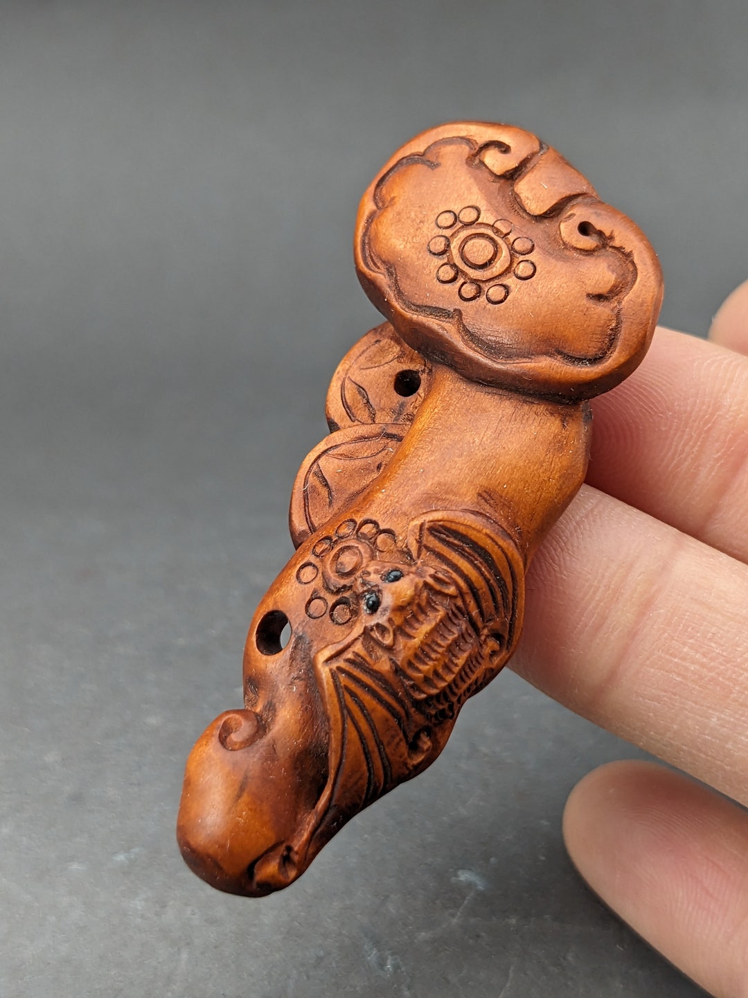 Hand Carved Boxwood Bat Netsuke, Wood Bat Netsuke, Boxwood Bat Netsuke ...