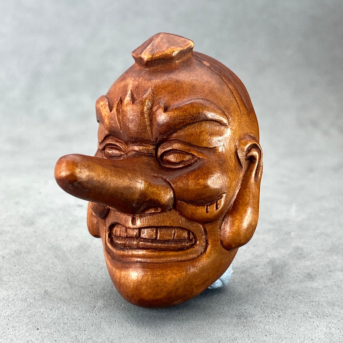 Hand Carved Boxwood Mask of Tengu Heavenly Dog Netsuke - Etsy