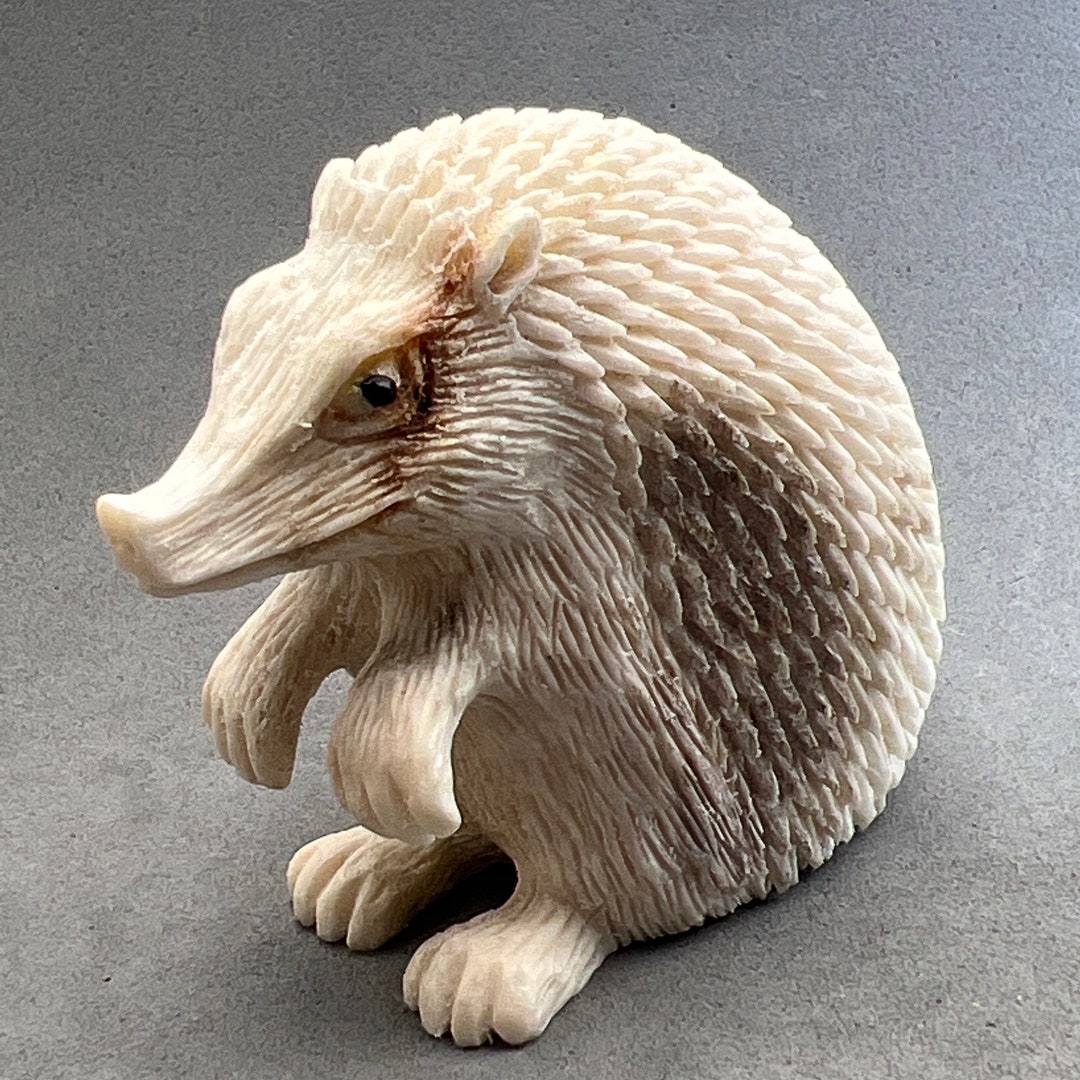 Moose Antler Carving: Hand Carved Moose Antler Carving of a Hedgehog ...