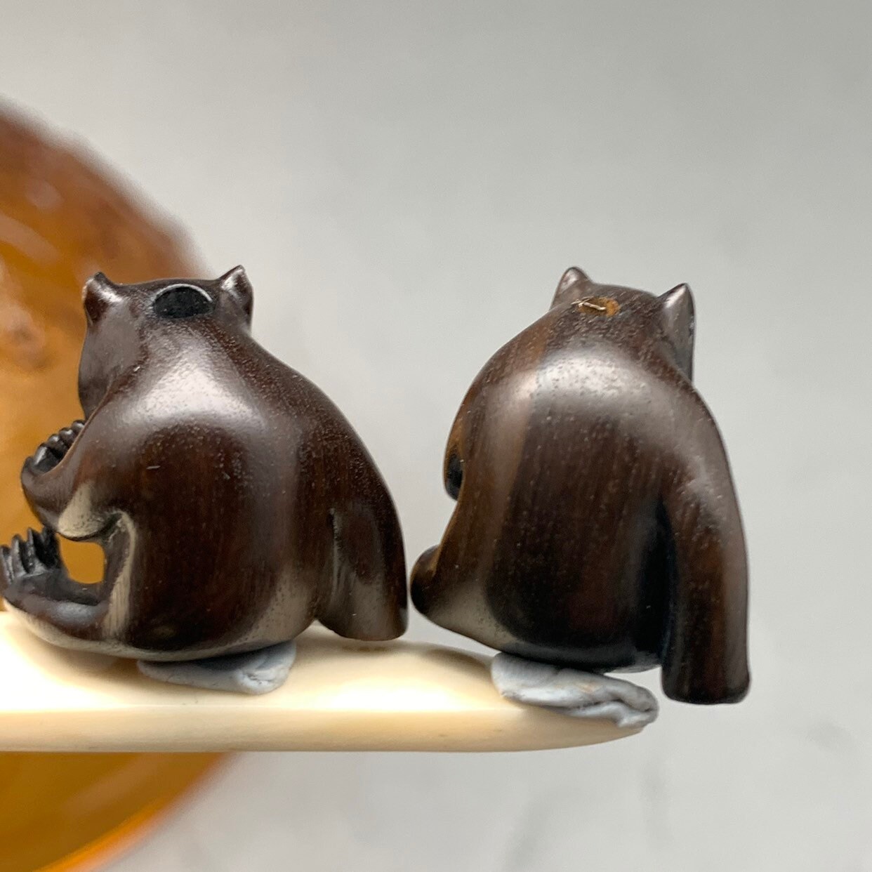 2 Teakwood Ojime: Panda Ironwood Panda Bead Panda Netsuke - Etsy