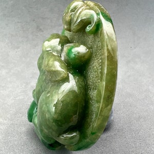 Jade Carving: One(1) Hand Carved Jadeite Pendant of a Rabbit, Year of ...