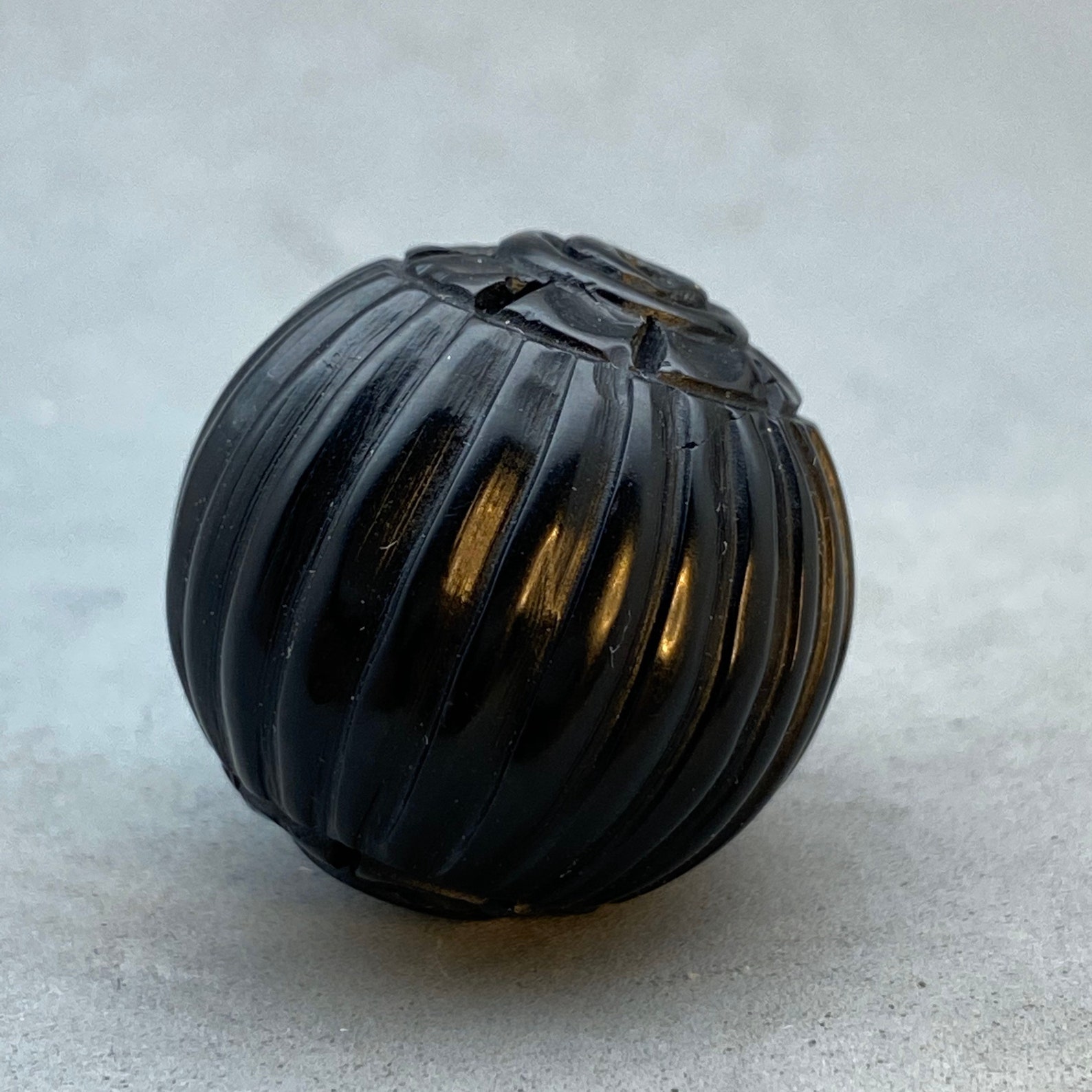 1 Vintage Jet Bead: Hand Carved Black Jet Bead in Pumpkin Shape ...