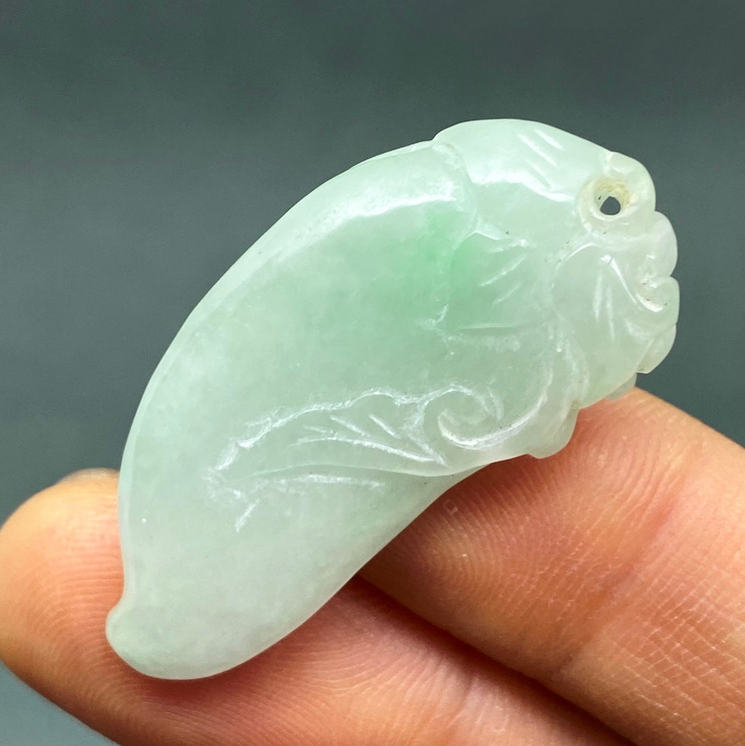 Estate Sale: Vintage Hand Carved Jadeite Pendant of Peach, Prosperity ...