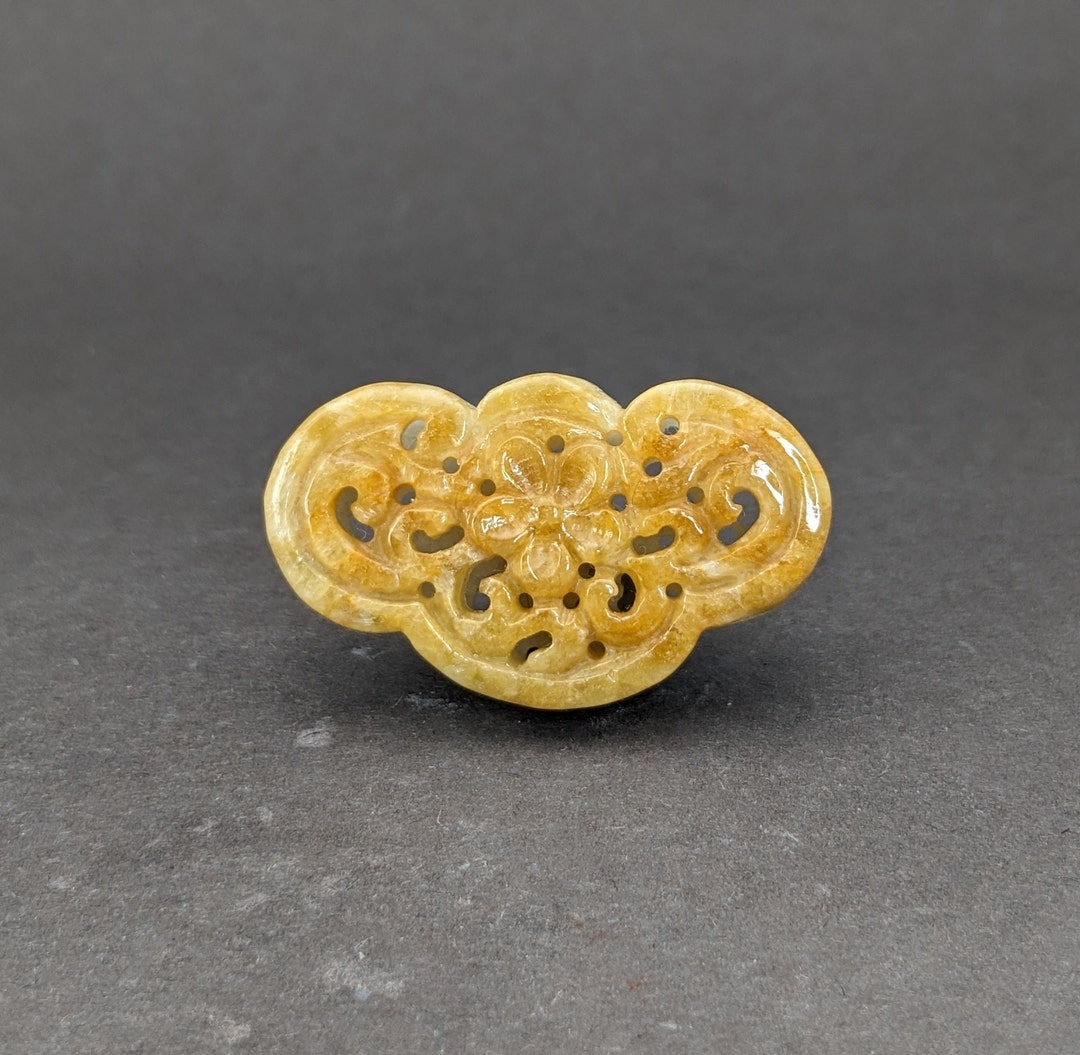 Hand Carved Jade Charm: Flowers, a Symbol of Transformation, Prosperity ...
