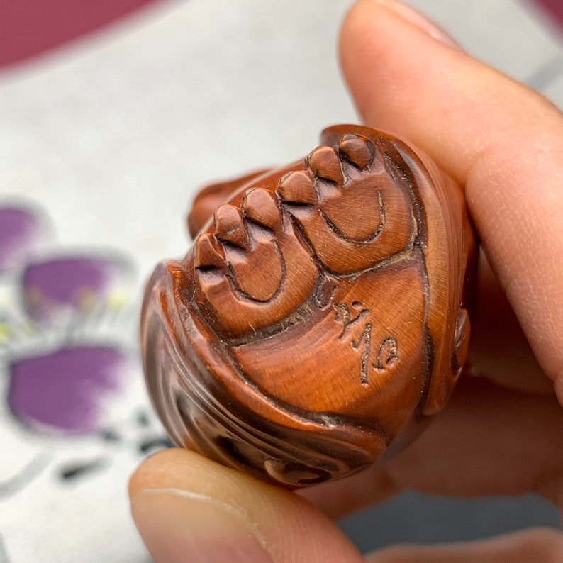 Hand Carved Boxwood Bat Netsuke Wood Bat Netsuke Boxwood Bat | Etsy