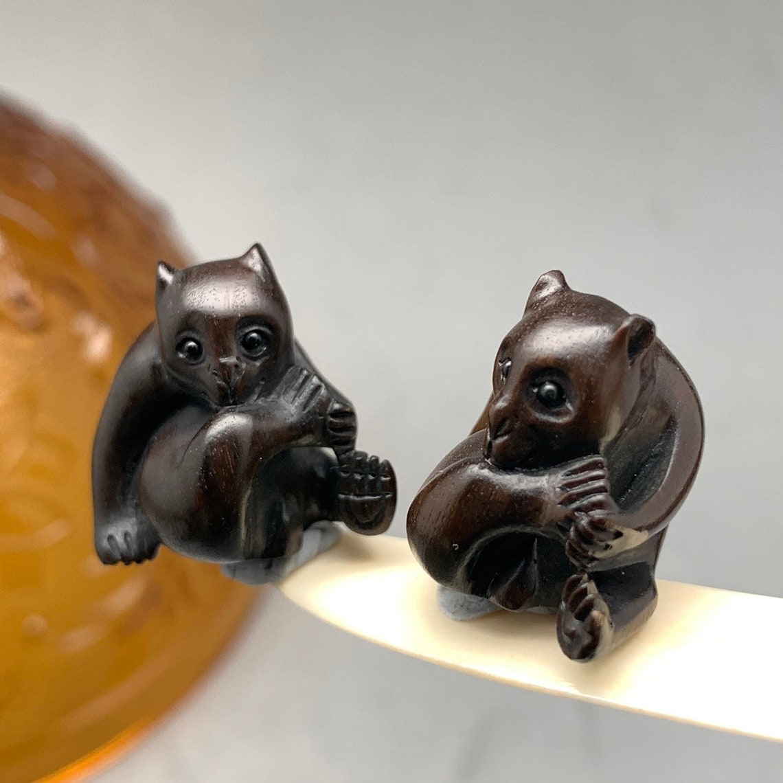 2 Teakwood Ojime: Panda Ironwood Panda Bead Panda Netsuke - Etsy