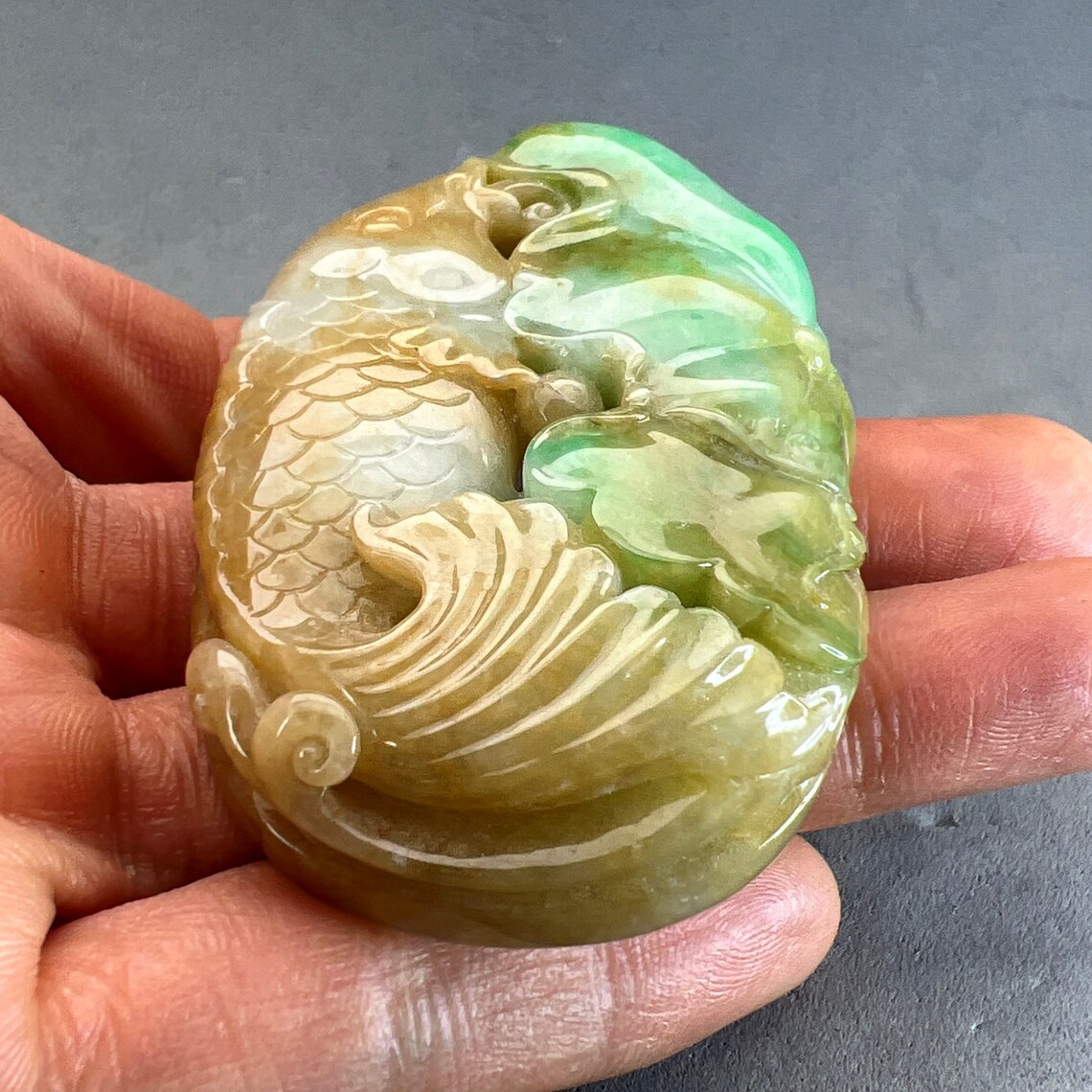 Jadeite Carving: Natural Jade Carving of a Koi Fish Swimming - Etsy