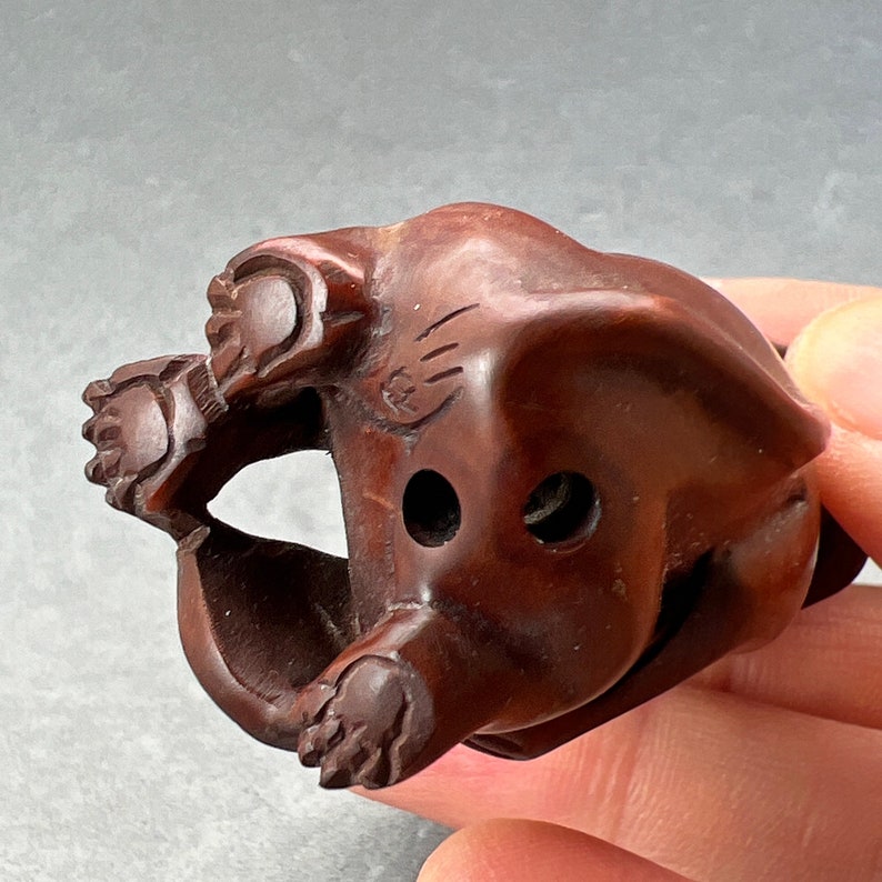 Wood Carving: Hand Carved Boxwood Cat Netsuke Cat Charm - Etsy