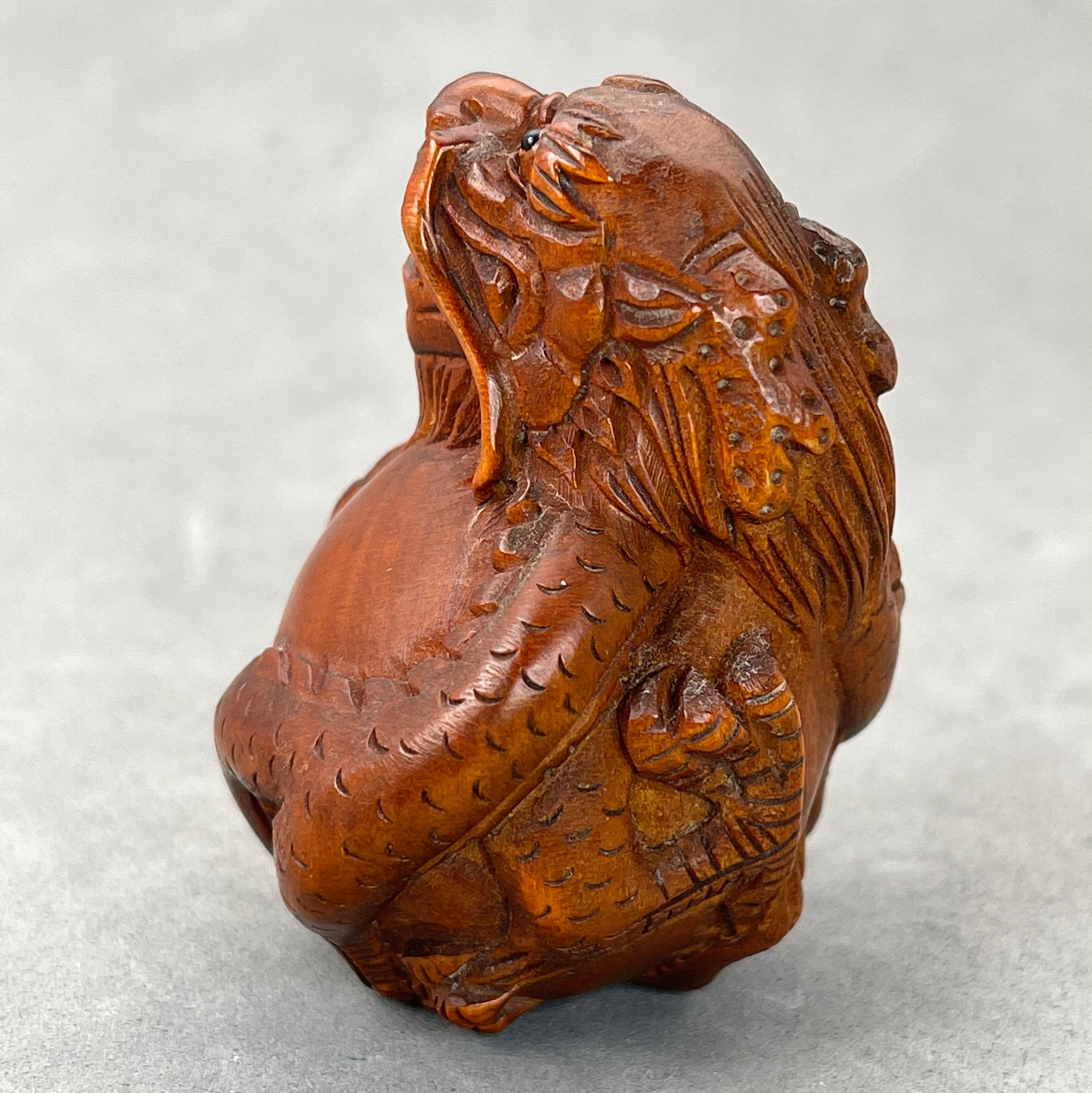 Hand Carved Boxwood Dragon Netsuke Wood Dragon Netsuke | Etsy