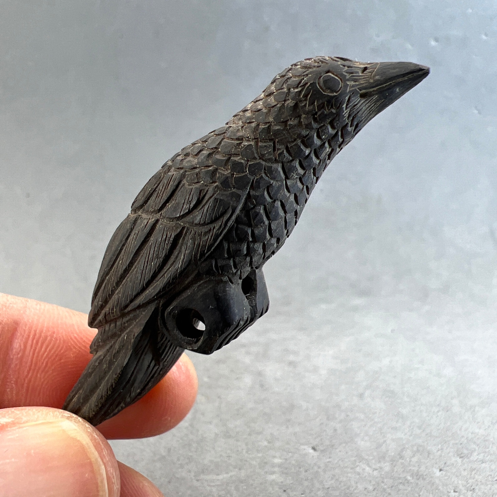 Dark Wood Carving: Dark Wood Carving of a Raven, Black Wood Raven ...
