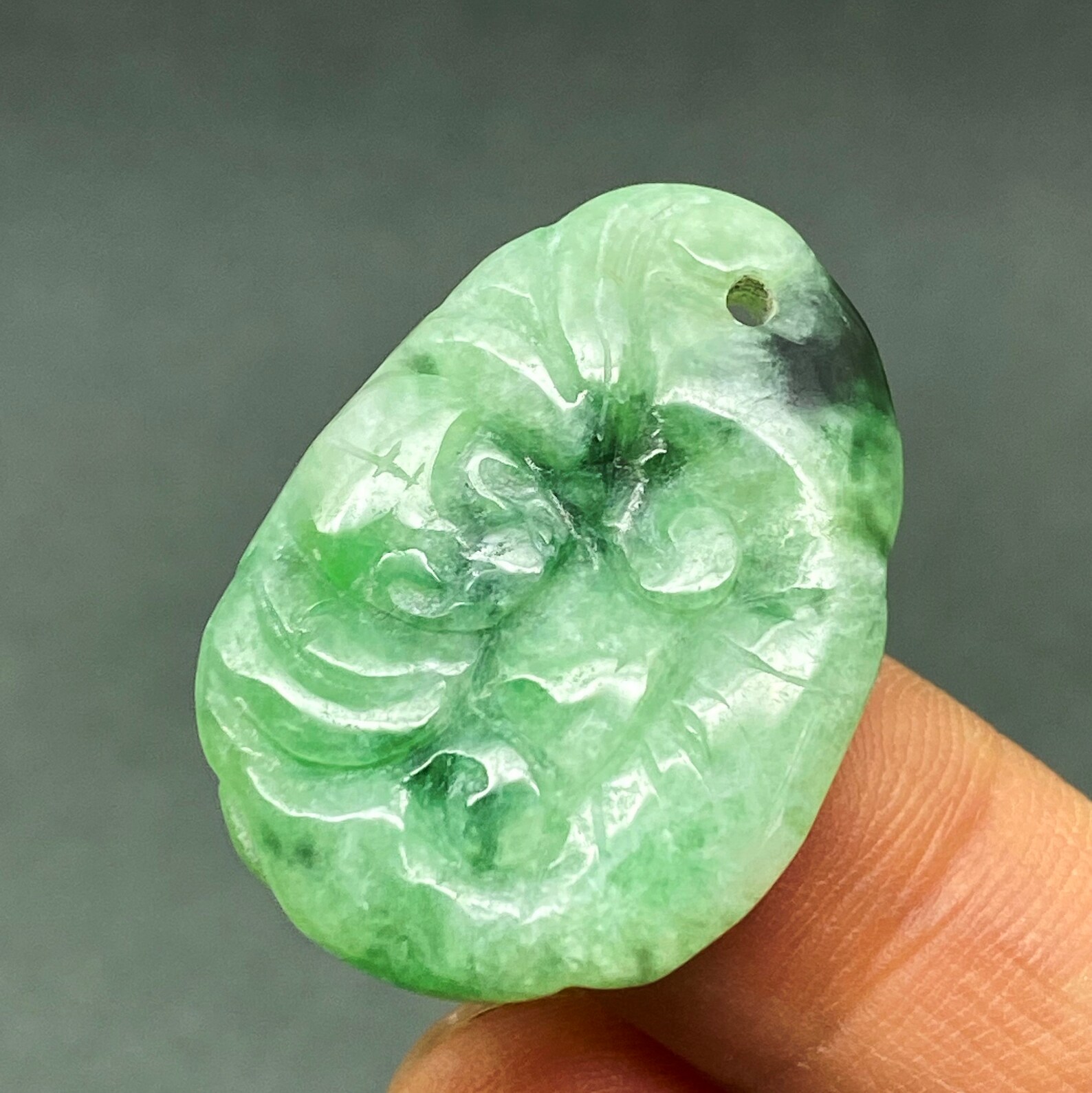 Estate Sale: Vintage Hand Carved Jadeite Pendant of Bat and a Peach ...