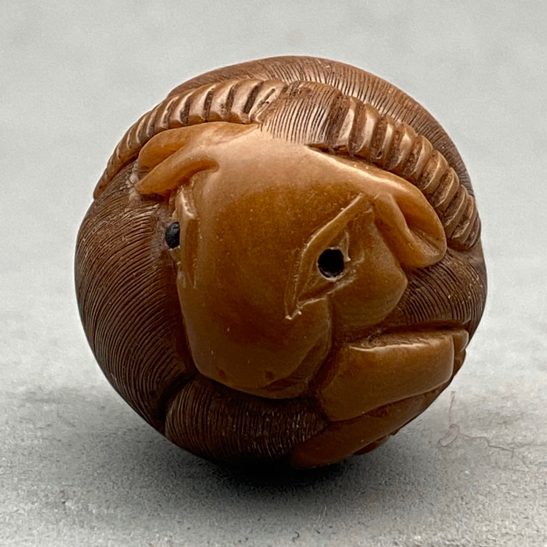 1 Hand Carved Tagua Nut Ox Netsuke, Hand Carved Phytelephas Cow Ojime ...