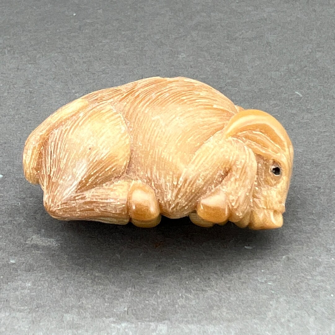 Tagua Nut Carving : One (1) Hand Carved Tagua Nut Ox Netsuke, Carved ...
