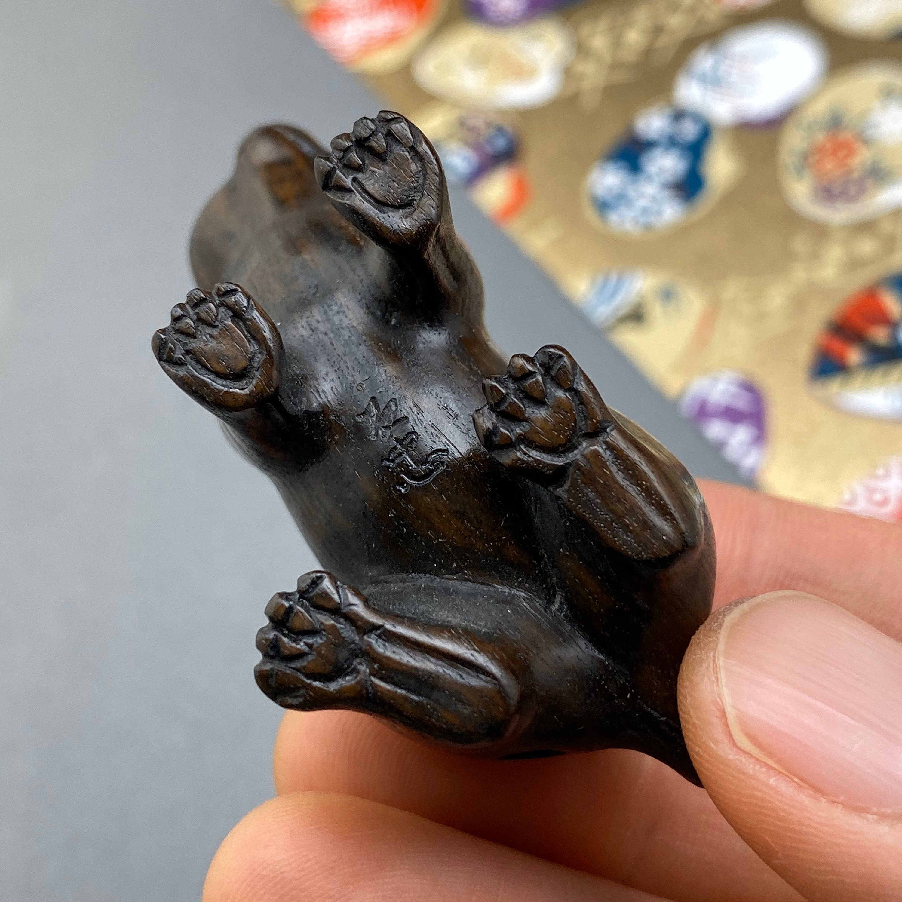 Hand carved Teakwood cat netsuke wood cat netsuke wood cat | Etsy