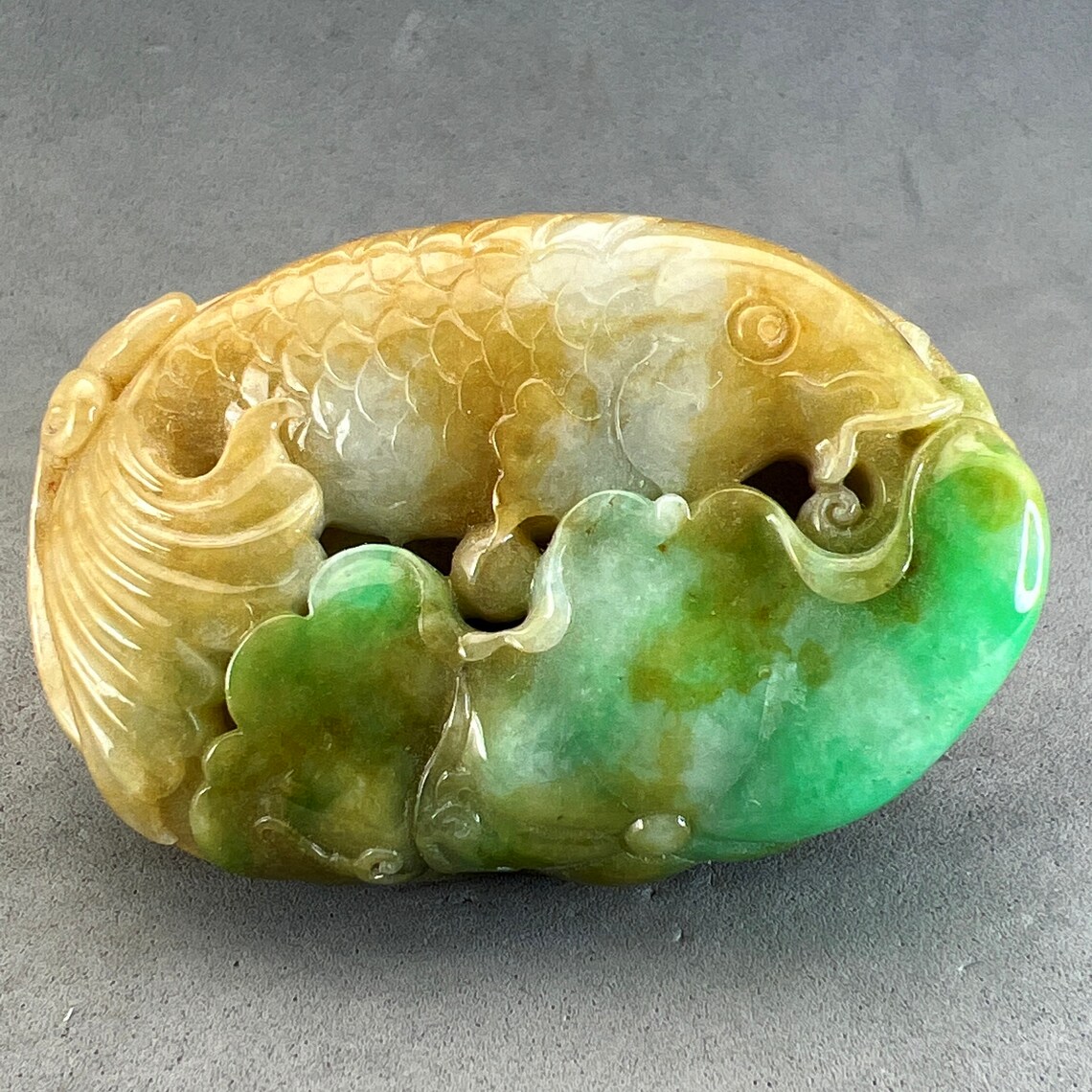 Jadeite Carving: Natural Jade Carving of a Koi Fish Swimming - Etsy