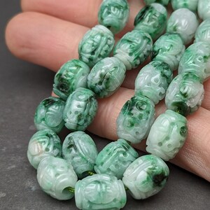 Jade Carving: 1 Oval Hand Carved Natural Color Jadeite Bead, Carved ...