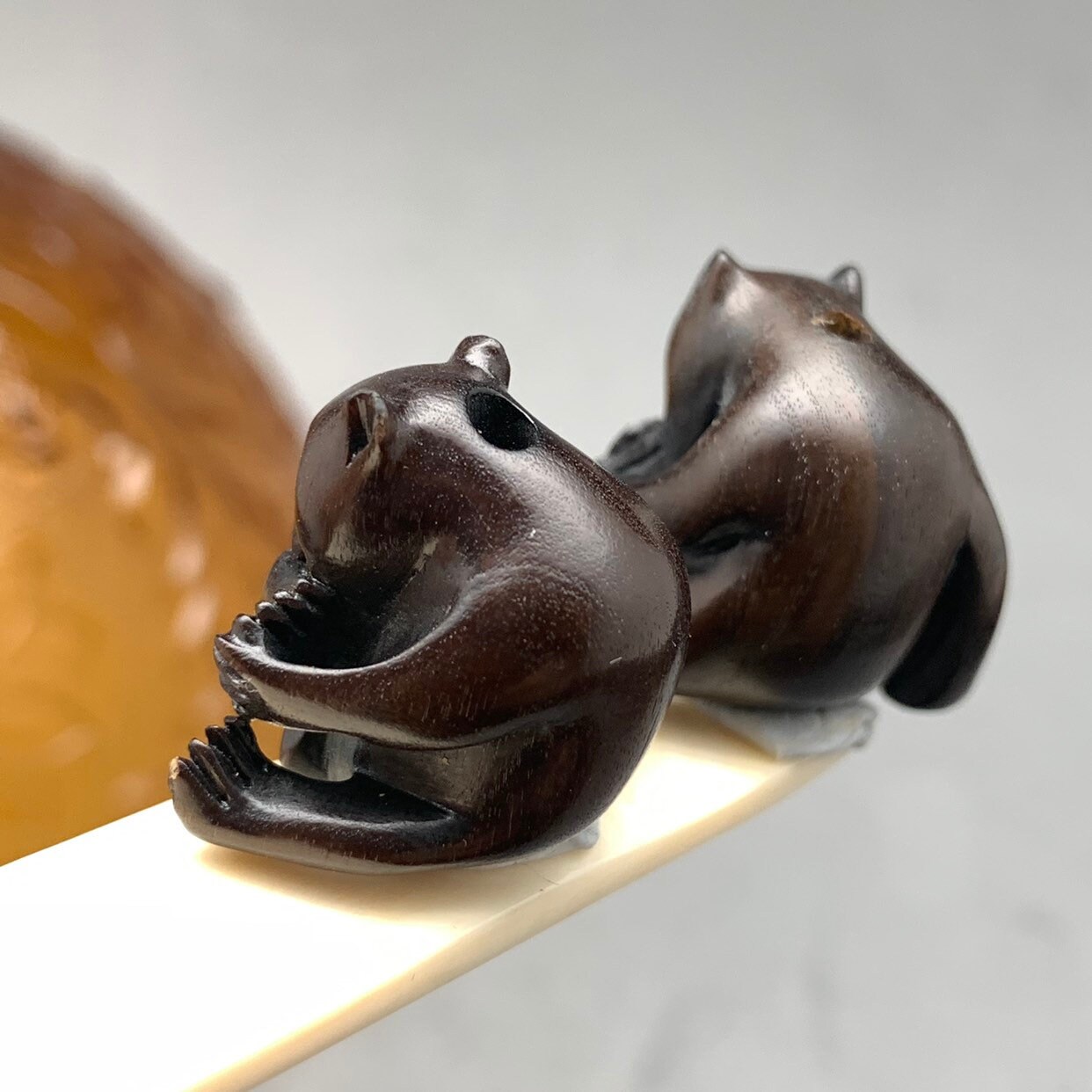 2 Teakwood Ojime: Panda Ironwood Panda Bead Panda Netsuke - Etsy