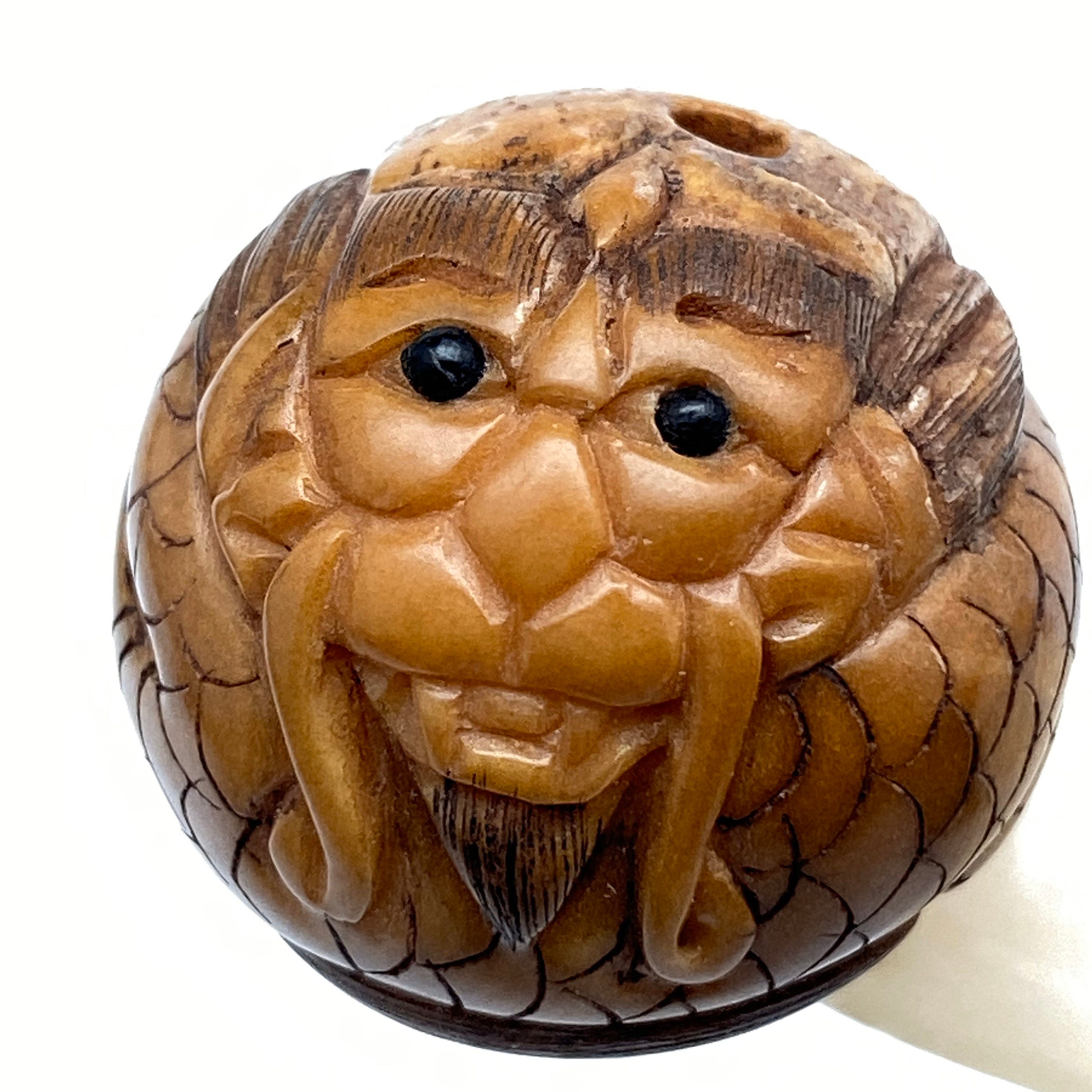 1 Hand Carved Tagua Nut Dragon Ojime, Hand Carved Phytelephas Dragon ...