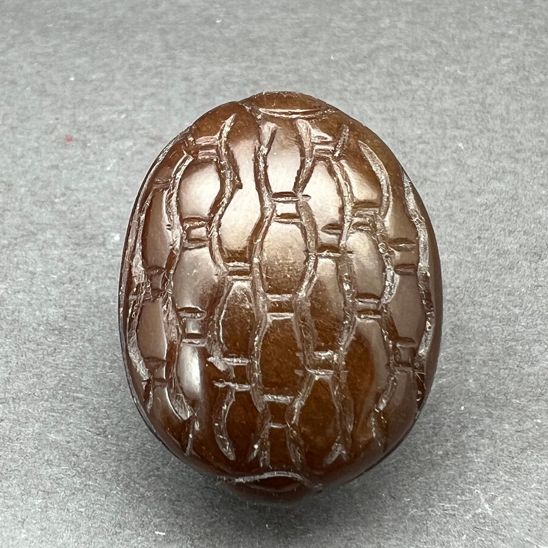 Jade Carving: One Hand Carved Burnt Jade Bead of a Turtle, Soft Jade ...