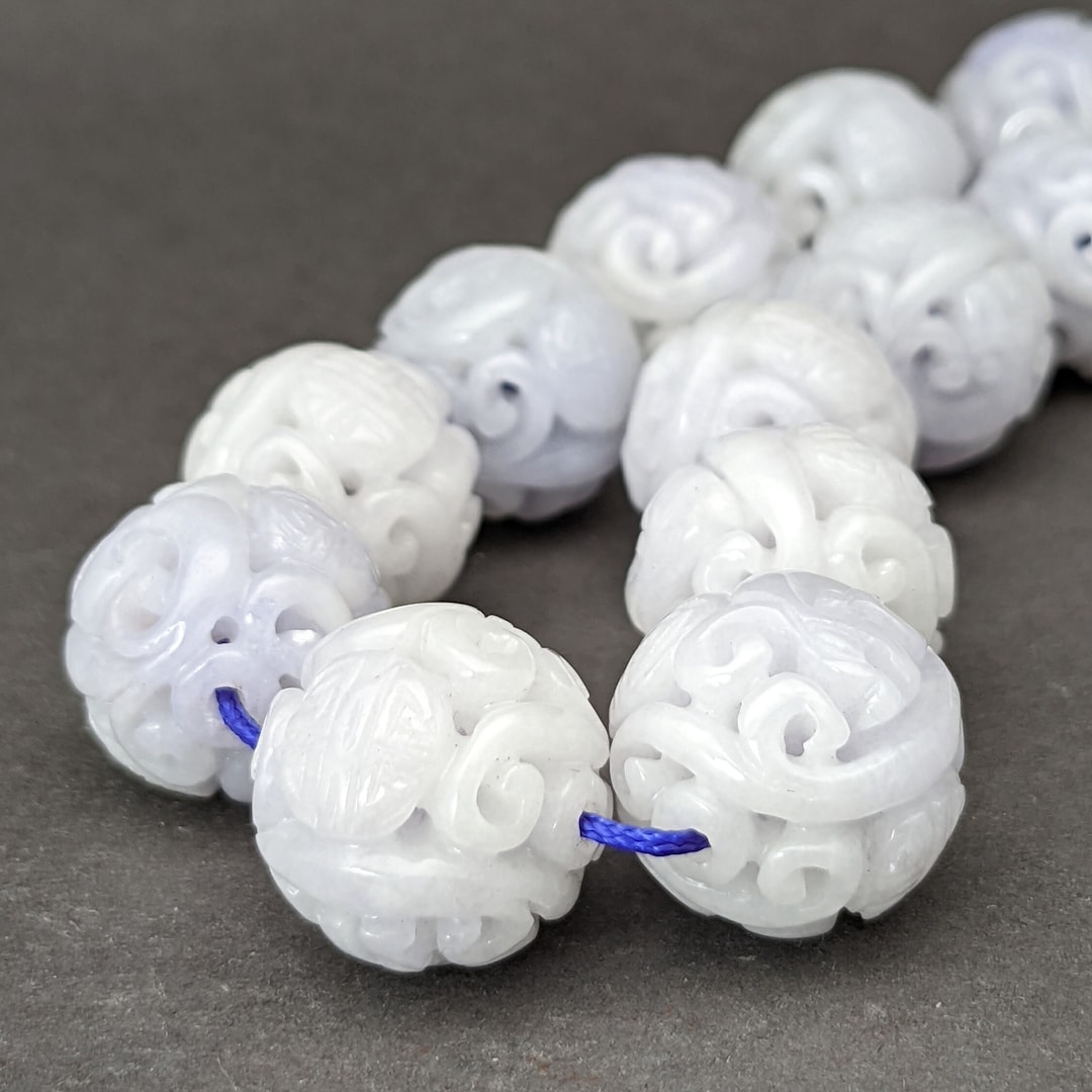 Jade Carving: One(1) Bead, Hand Carved Natural Color Jadeite Bead ...