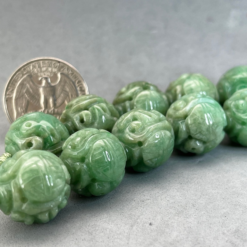 Jade Carving: 1 Hand Carved Natural Color Jadeite Bead Carved - Etsy