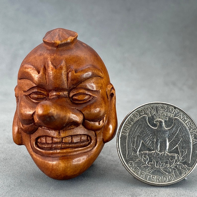 Hand Carved Boxwood Mask of Tengu Heavenly Dog Netsuke - Etsy