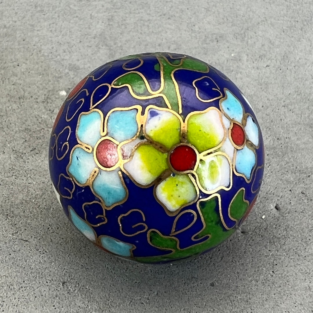 1 Vintage Cloisonné Beads: Massive 25mm Extra Fine, Blue Cloisonné ...