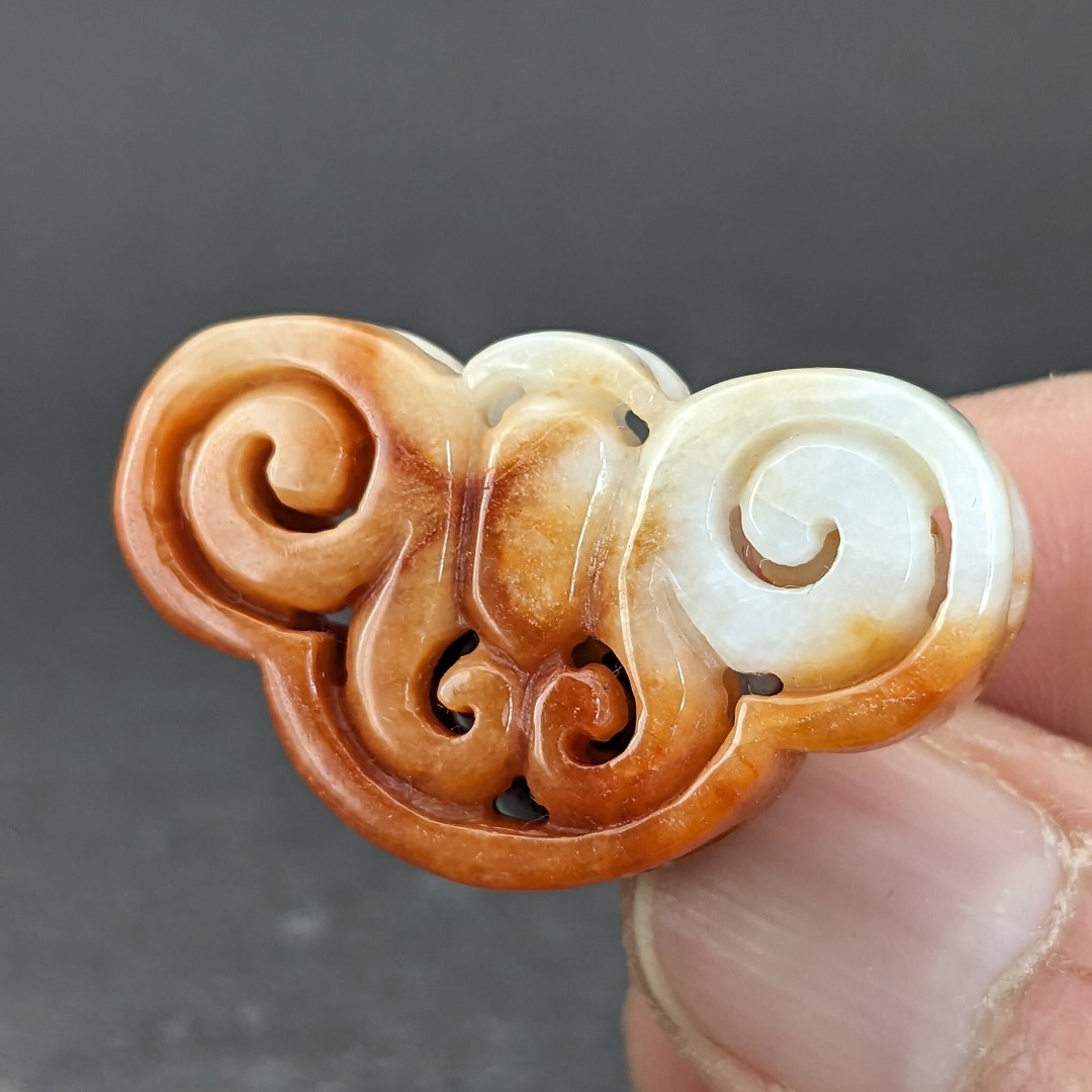 Hand Carved Jade Charm: Bat, a Symbol of Good Luck, Prosperity Blessing ...