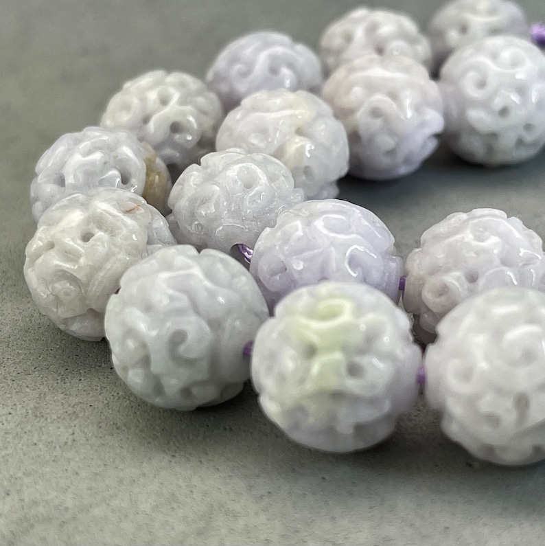 One Jade Carving: Hand Carved Natural Color Lavender Jadeite | Etsy